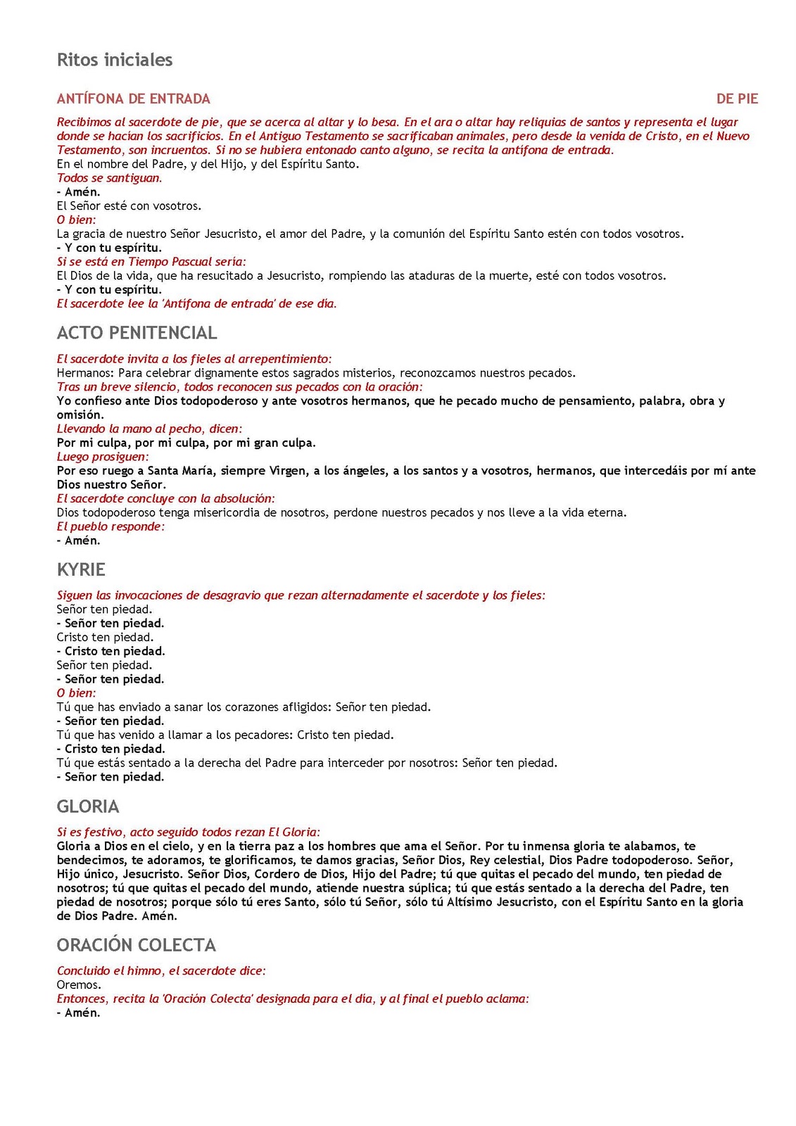 la Santa Misa paso a paso: Textos para descargar