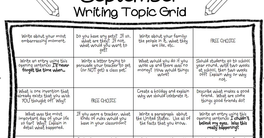 Ms. McSmartPants Does Third Grade: {TPT Products} Writing Topic Grids ...
