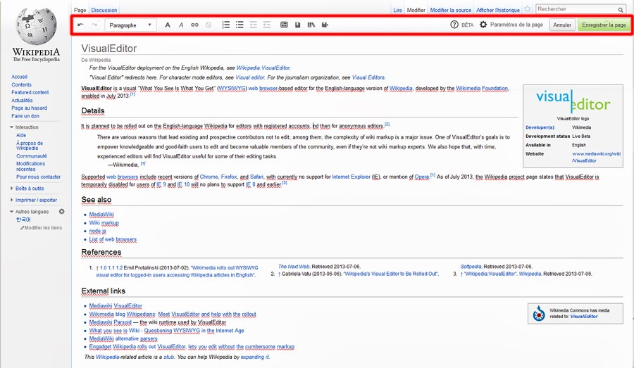 Ainsi va Wikipédia: Éditeur visuel (2) mise en œuvre