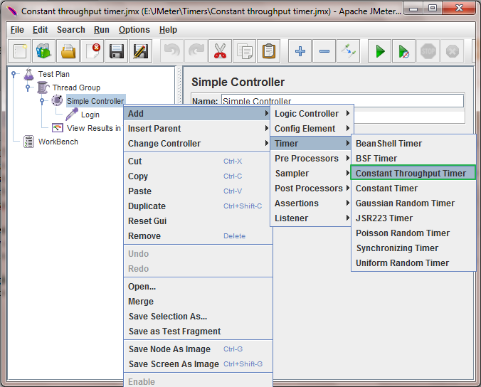 Jmeter Constant Throughput Timer Example
