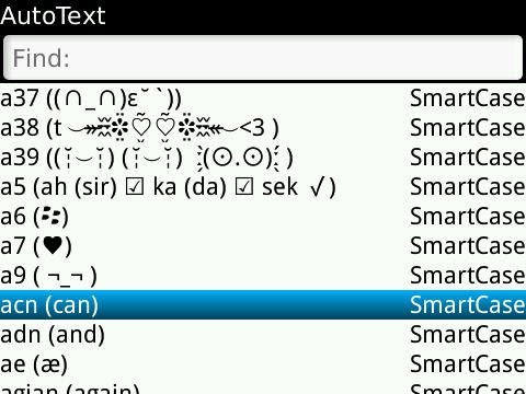 Auto Text dan Symbol Blackberry Terlengkap
