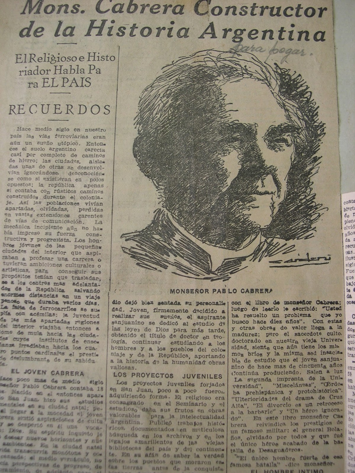 Mons. PABLO CABRERA - EN HOMENAJE- Apóstol de la Verdad Histórica: 2016