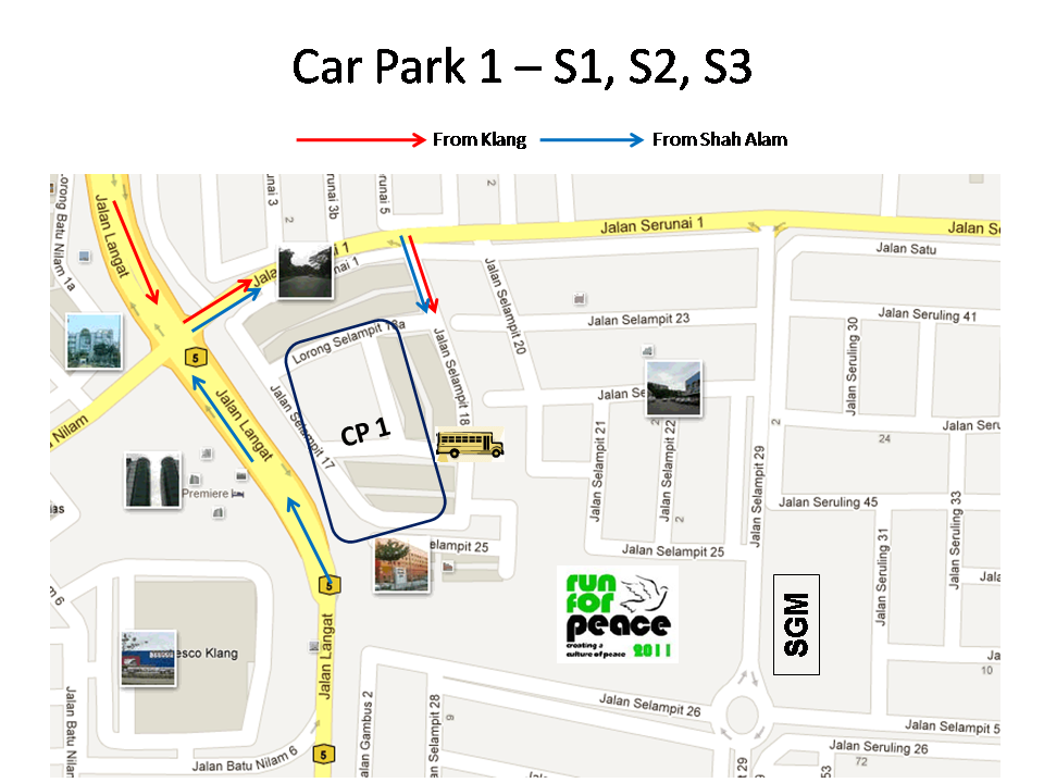 Parking Area and Route Map ~ SGM Run For Peace 2011