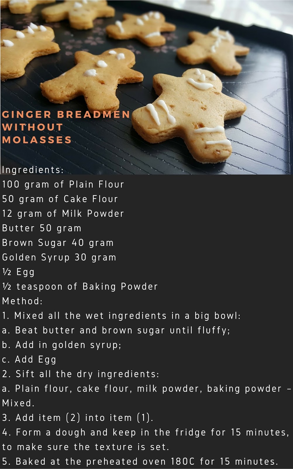 RECIPE FOR GINGER BREADMAN WITHOUT MOLASSES 姜饼人食谱