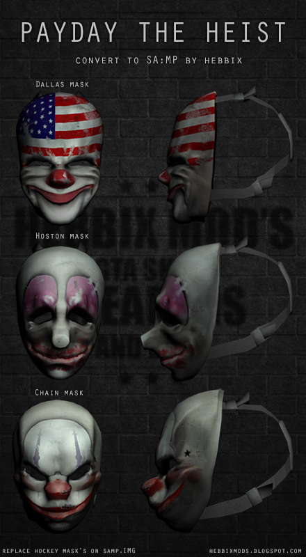 Hebbix Mods: [REL] Mask's from Payday: The heist for SAMP