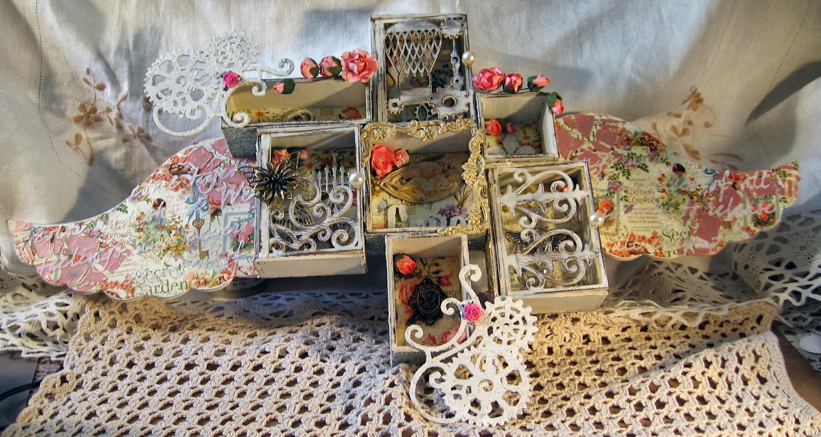 Ginas Designs: Angel Wing Assemblage Box by Kim