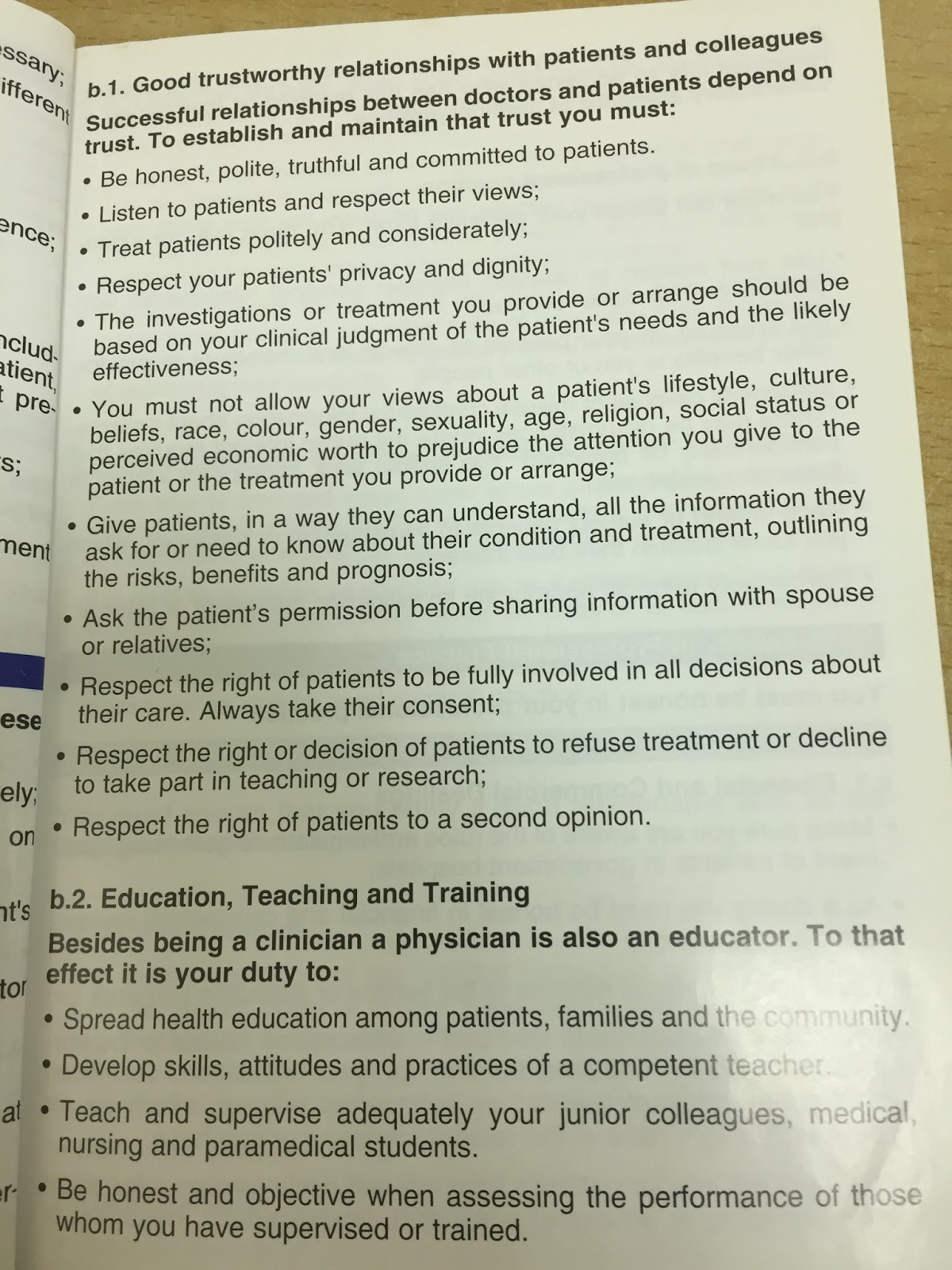 CODE OF CONDUCT FOR DOCTORS