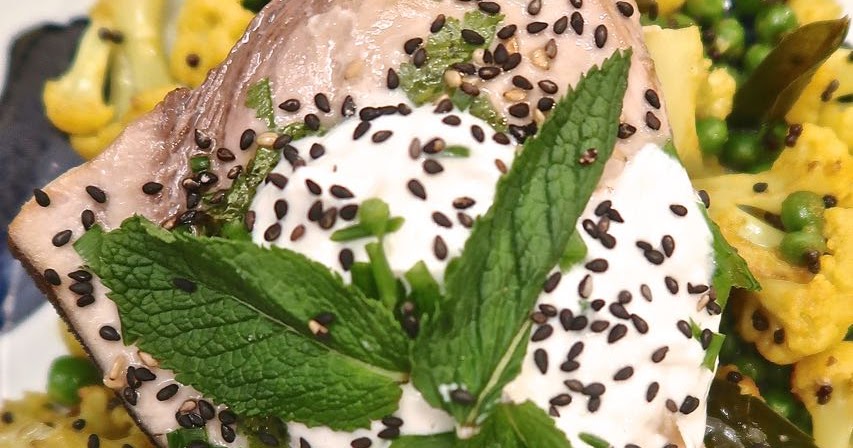 Scrumpdillyicious: Swordfish with Gobi Matar: Indian Cauliflower & Peas