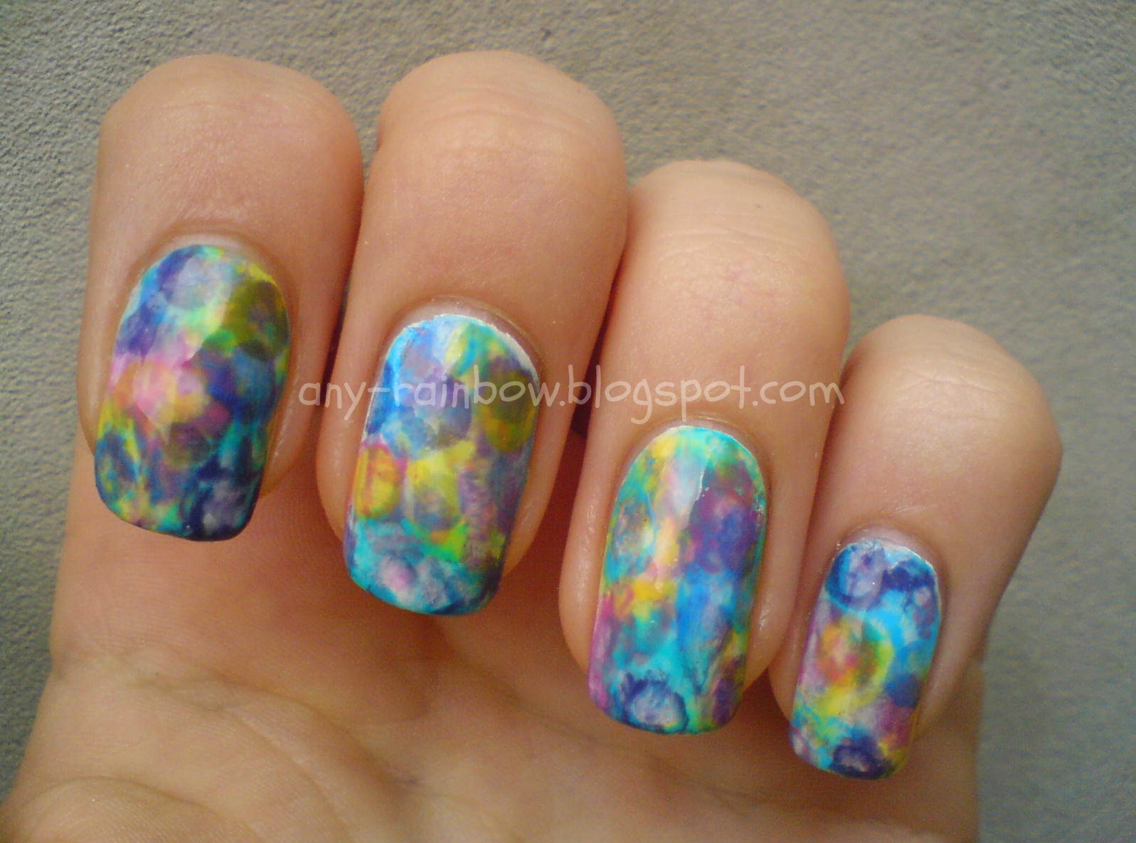 Any Rainbow: Colorful Watercolor Nail Design