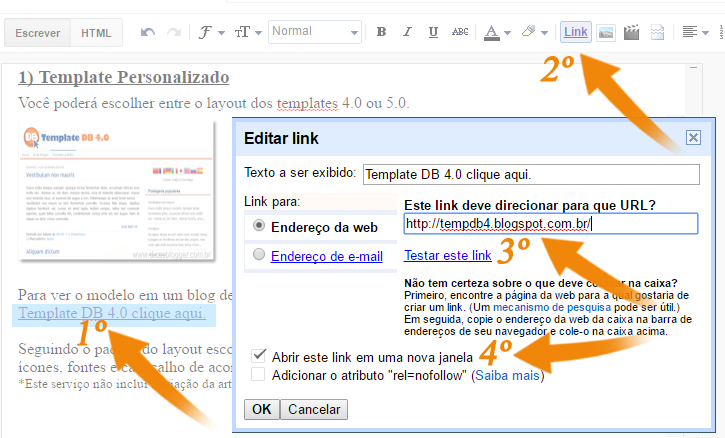 Como abrir links em uma nova aba ou janela - Dicas Blogger