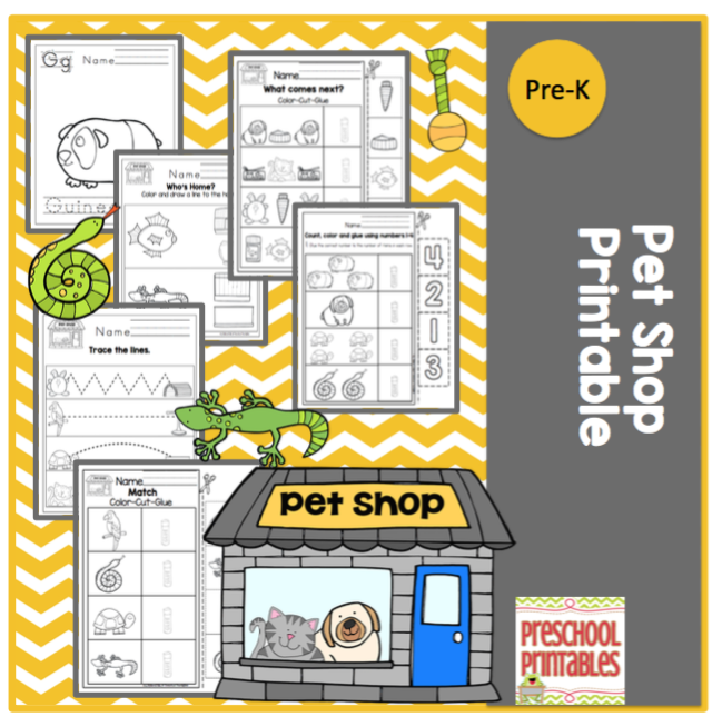 Pet Shop Printable "No Prep" ~ Preschool Printables