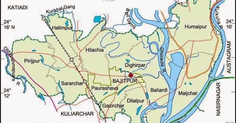 Bajitpur Upazila Map, Kishoreganj District, Bangladesh