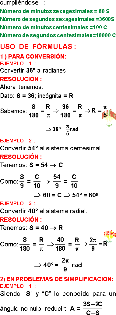 FÓRMULAS DE CONVERSIÓN DE MEDIDAS ANGULARES EJERCICIOS RESUELTOS