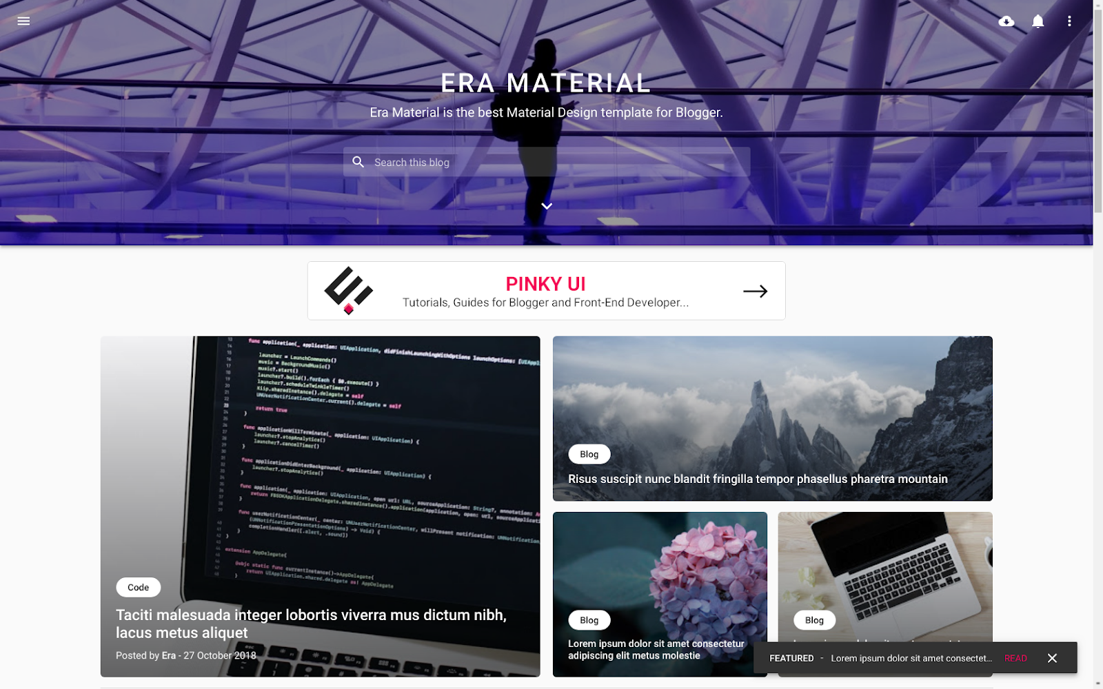 Era Material Premium Blogger Template - codepen