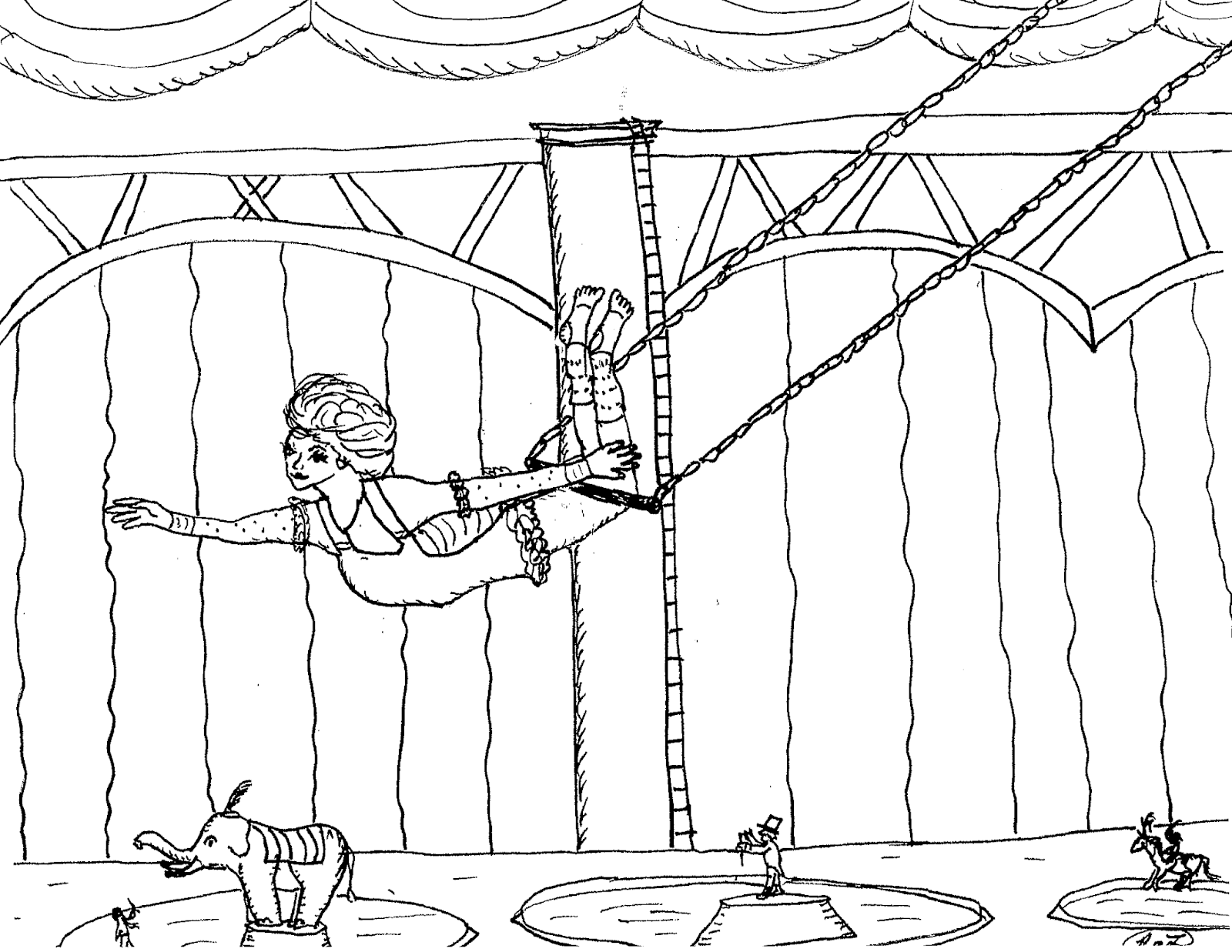 Circus Trapeze Coloring Page Coloring Pages