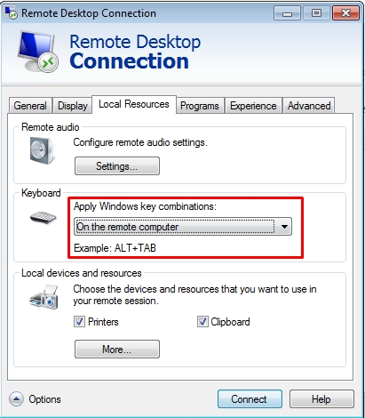Mengaktifkan Key Kombinasi Remote Desktop Connection | Diary IT