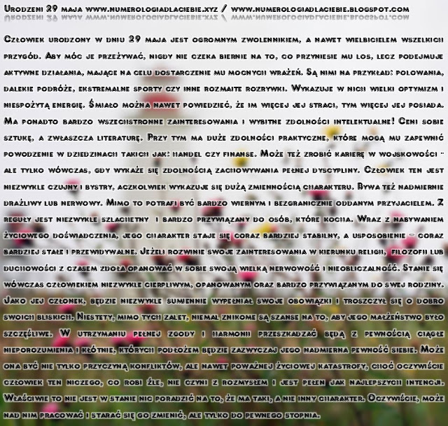 Numerologia dla Ciebie: Data urodzenia 29 maja
