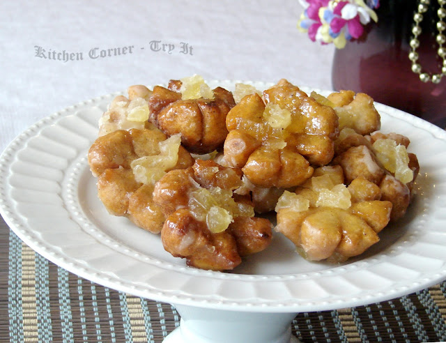 Fried Cookies with Ginger Pineapple Glaze