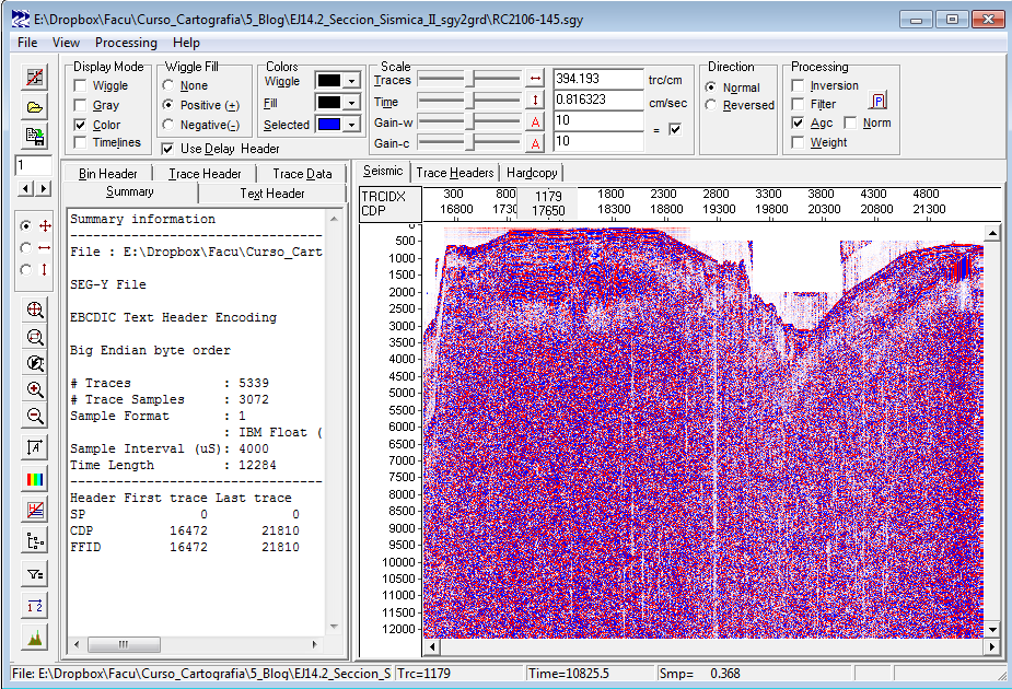Mapas Geológicos: 14.2. Sección Sísmica II. segy2grd