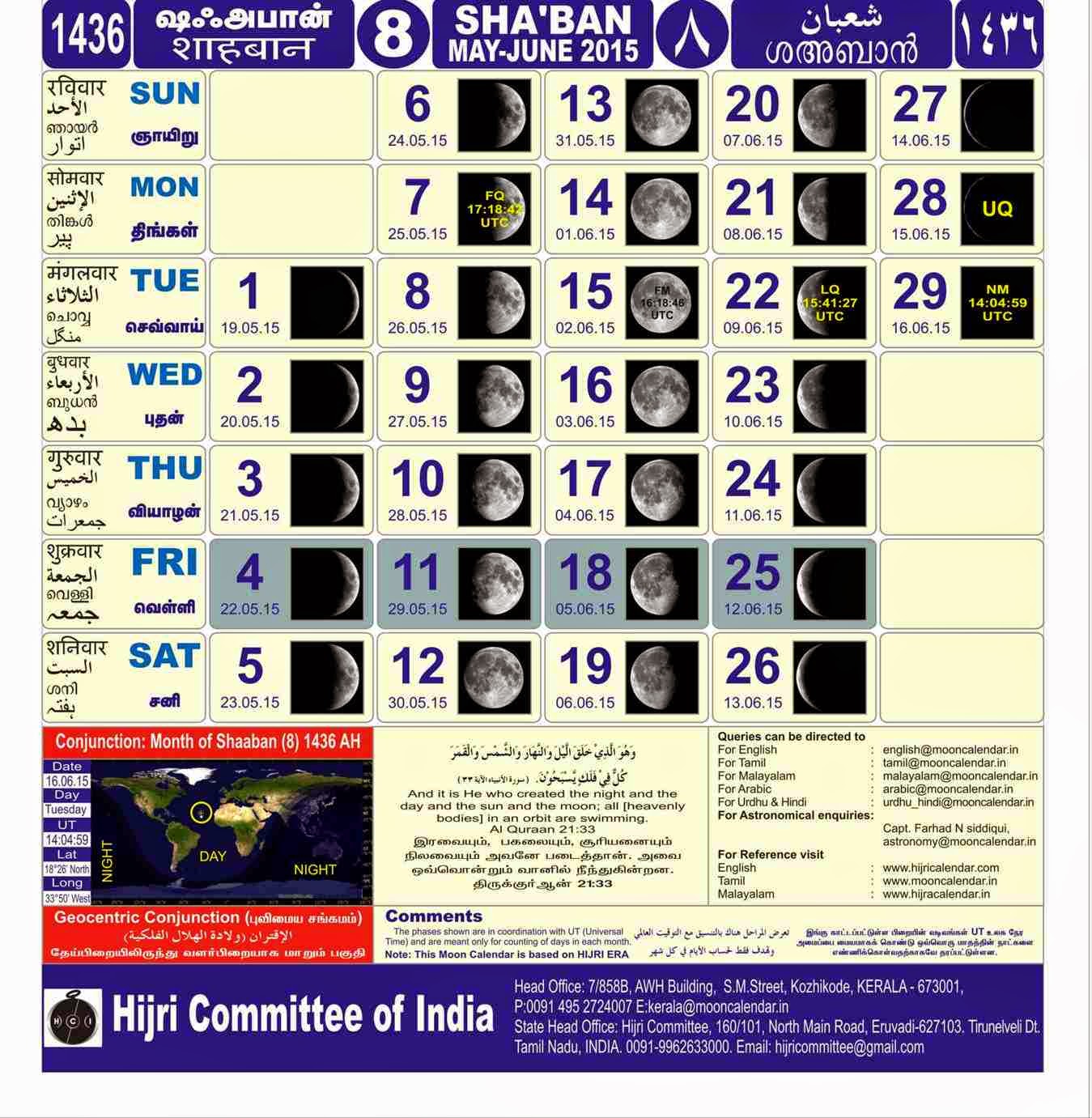 Islamic Month Discussions in English: Hijri Calendar 1436