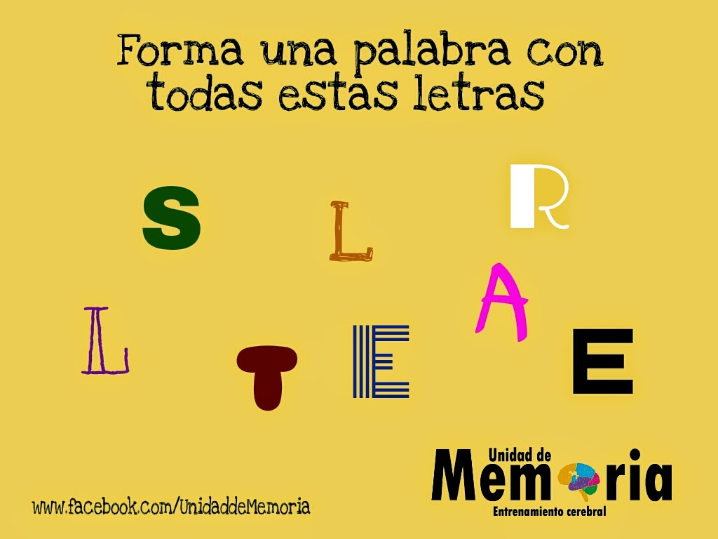 Unidad de Memoria Entrenamiento Cerebral: Forma una palabra con todas ...