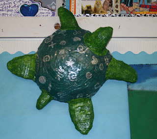 Mrs. Macre's Art Class: Plaster Craft Art - Turtle crawling up the wall...