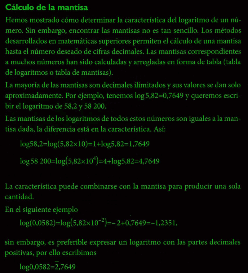 LA MANTISA DE UN LOGARITMO-NUMERO DE CIFRAS EJEMPLOS Y EJERCICIOS RESUELTOS