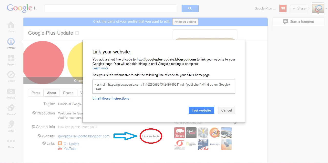 Link to your website | Google+