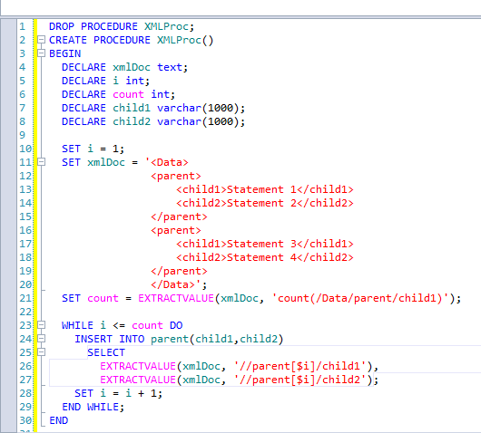Mysql Parse Xml Stored Procedure