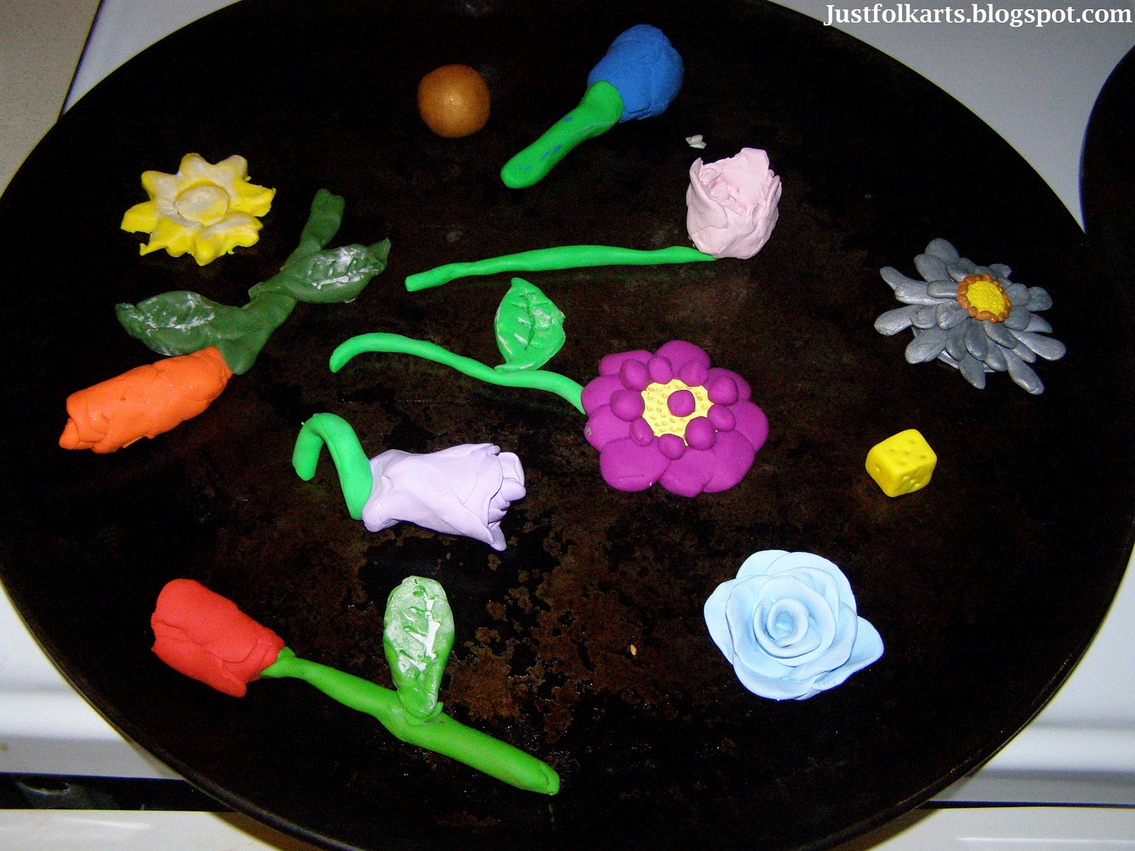 Just Folk Art: Clay Flowers