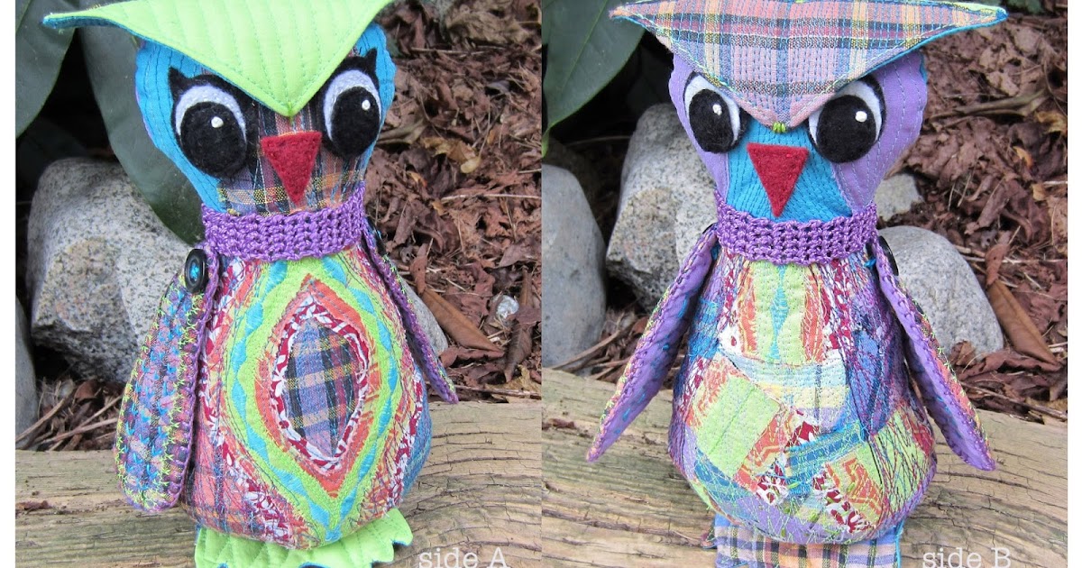 peaceofpi studio: Two Sided Patchwork Owl Softie