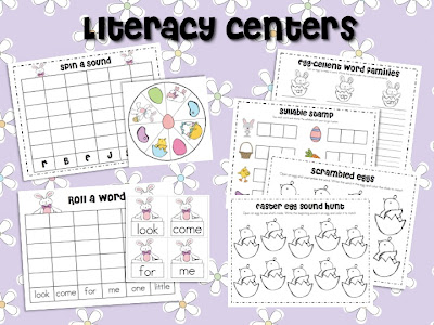 Mrs. Ricca's Kindergarten: Easter Math & Literacy Centers...and a FREEBIE!