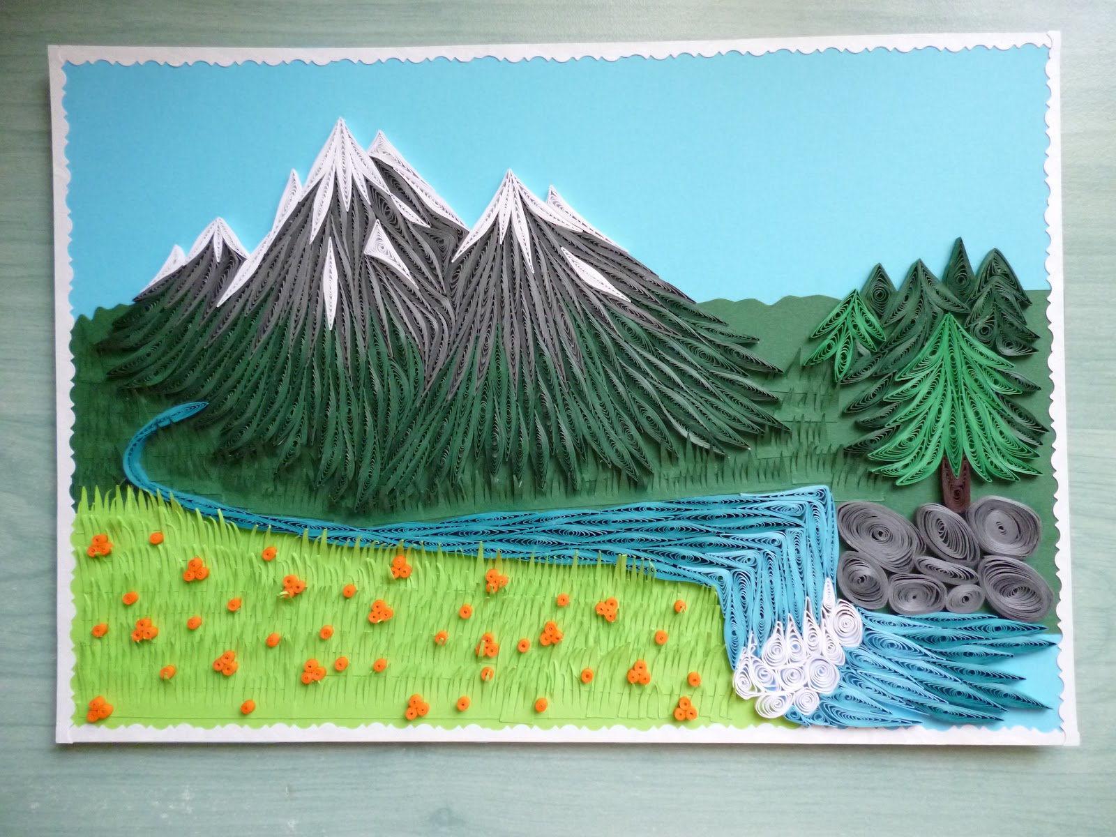 Papírvilág: quilling tájkép / quilled mountain landscape