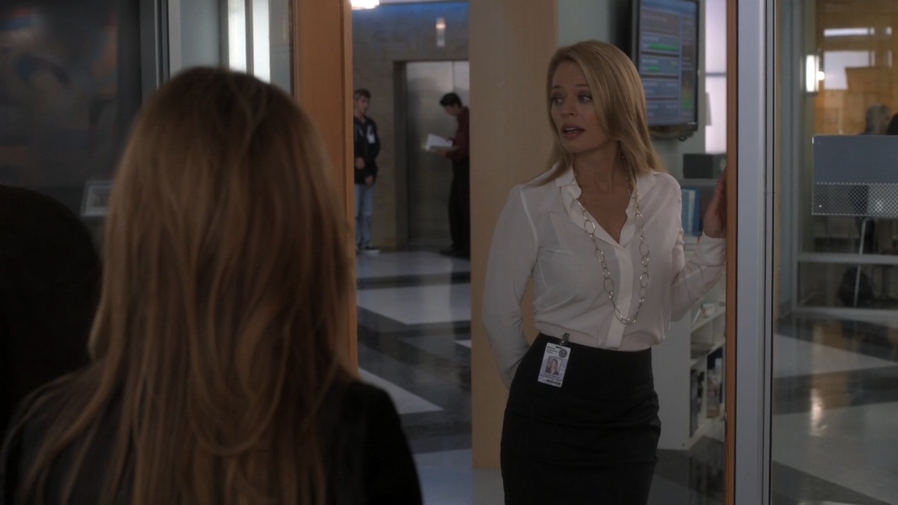 Ladies in Satin Blouses: Jeri Ryan - white blouse