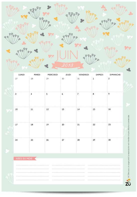 Freebies: Printable June Wall Calendar! | Art And Chic