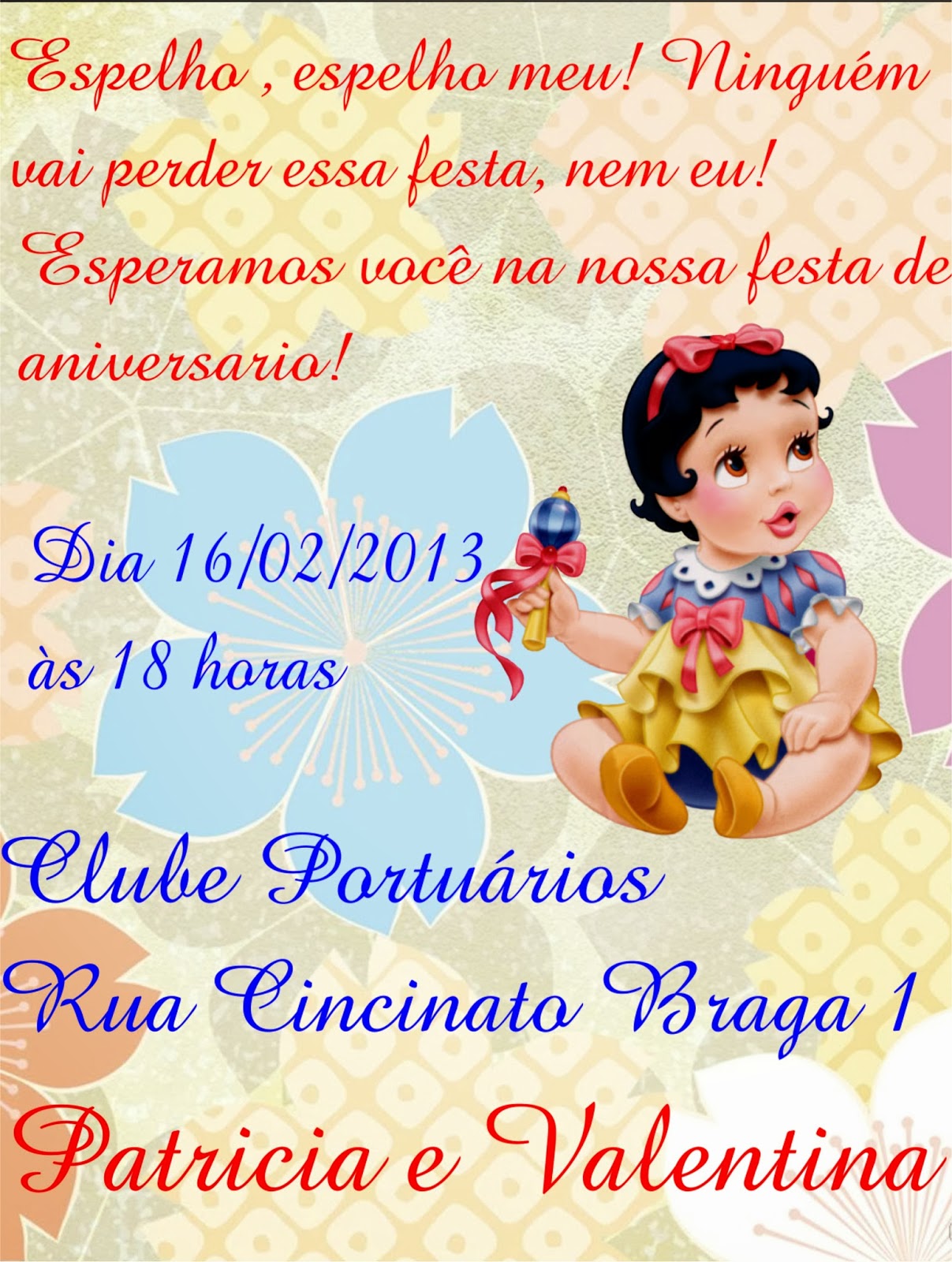 Atelier Regina Conte: CONVITES INFANTIS MODELO TRADICIONAL 10X15 OU 10X7