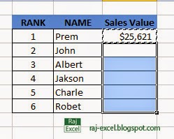 Raj Excel: Automatically update ranking list in Excel