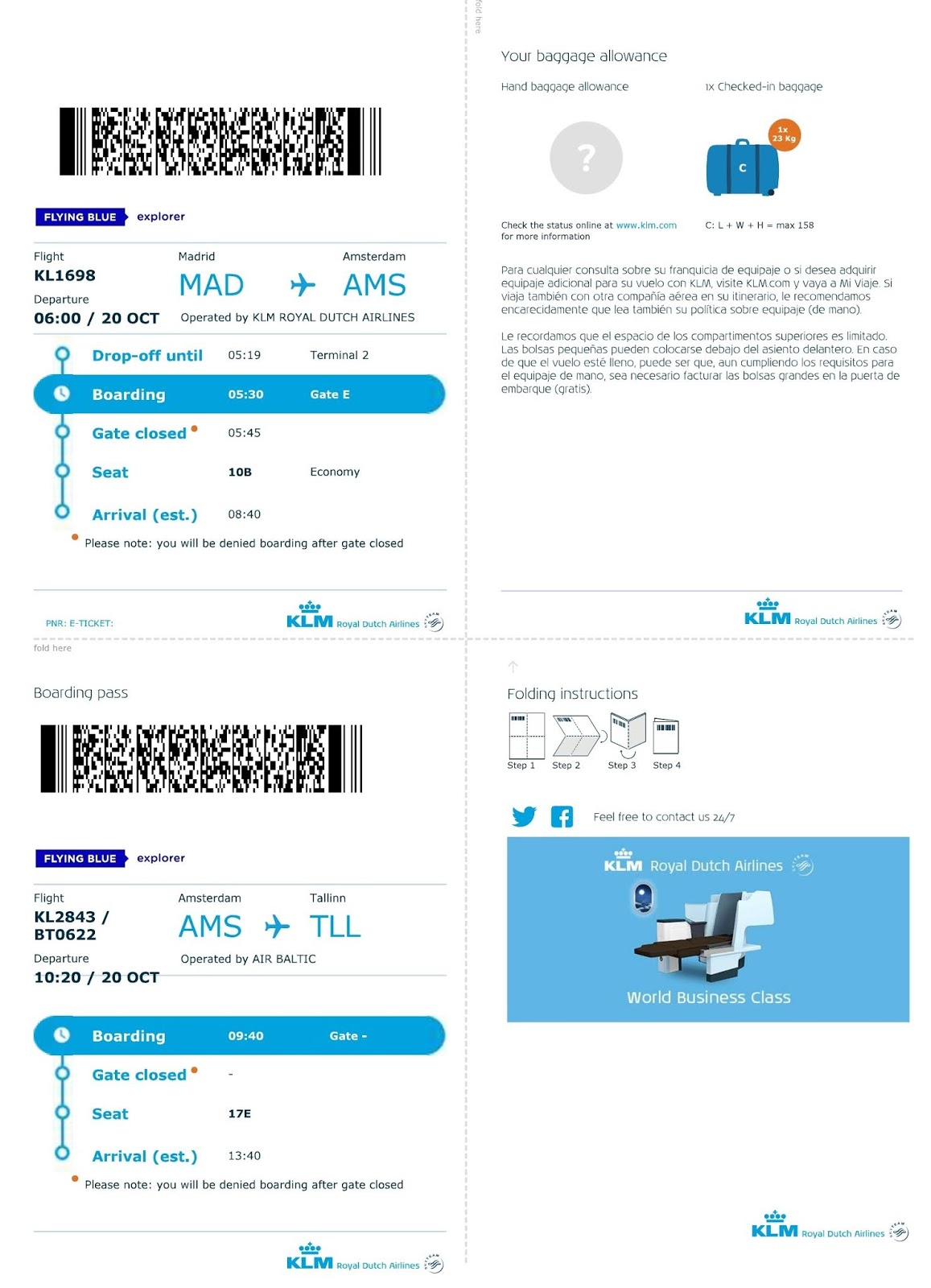 The traveler's drawer: KLM / AIR BALTIC. Boarding pass for the travel ...