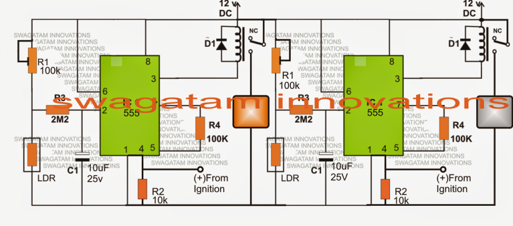 Ambient Light Sensitive Relay Circuit for Car Head Lamp and DRL ...