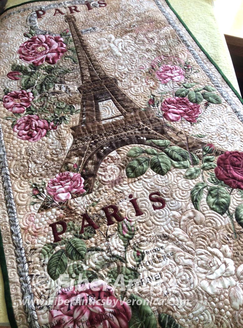 Fiber Antics by Veronica: Paris Rendezvous—quilting a fabric panel