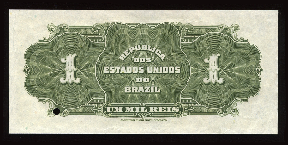 Brazilian banknotes 1 Mil Reis banknote of 1919 Diogo Antonio Feijo ...