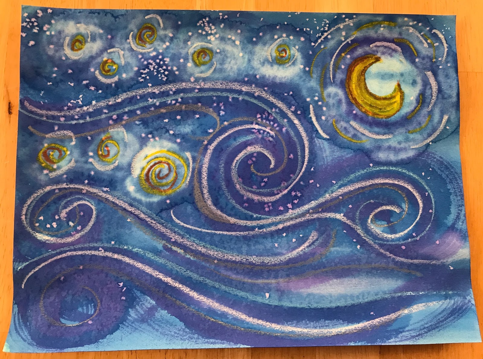 Kathy's Art Project Ideas: "The Starry Night" Simplified Art Lesson