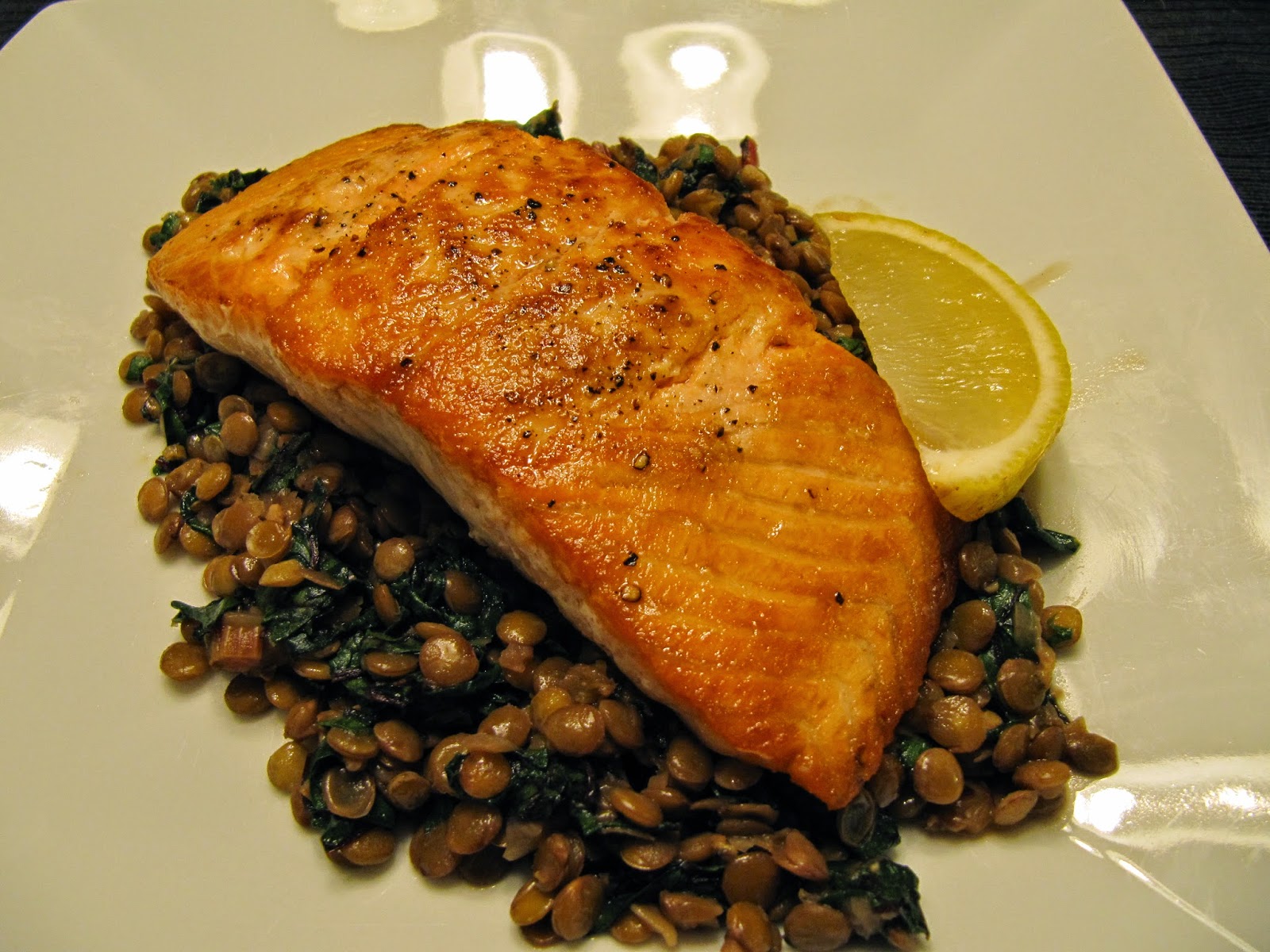 Cookin' in Anne's Kitchen: Pan-Seared Salmon with Braised Lentils