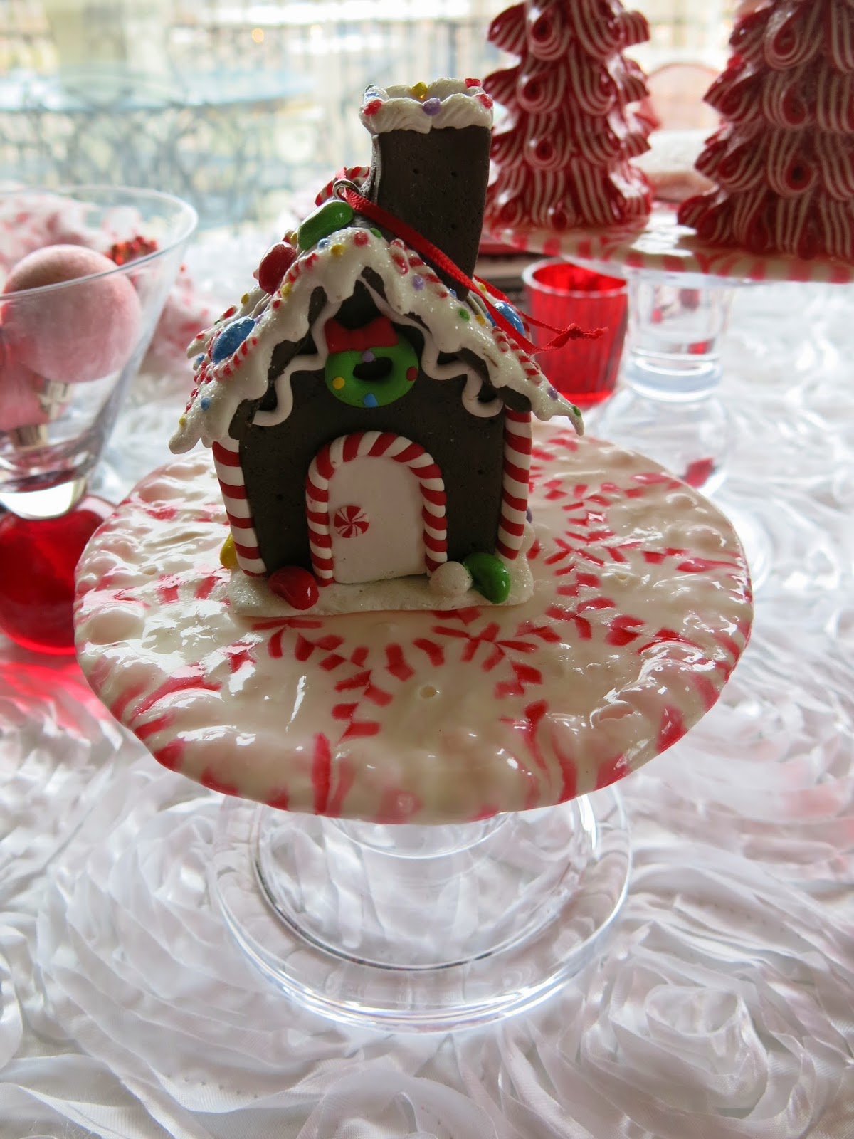 Gingerbread House and Peppermint Road Tablescape - Purple Chocolat Home