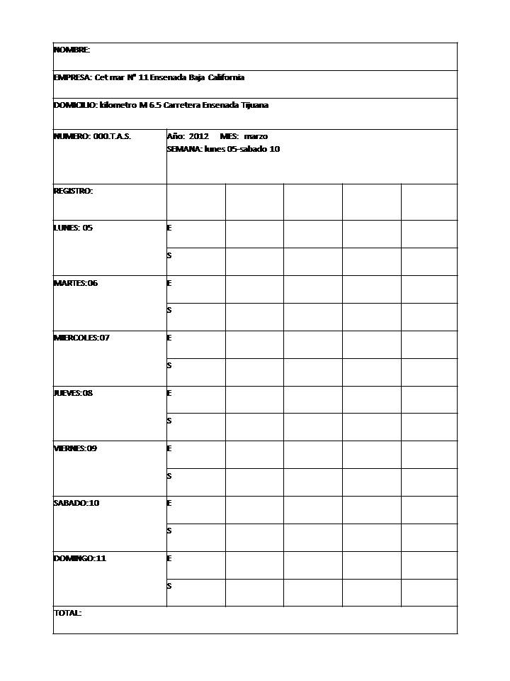 guía didáctica documentación administrativa: tarjeta de asistencia semanal