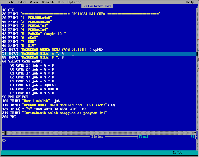 Membuat Program Kalkulator Sederhana Menggunakan Qbasic | Vergi Sharing ...
