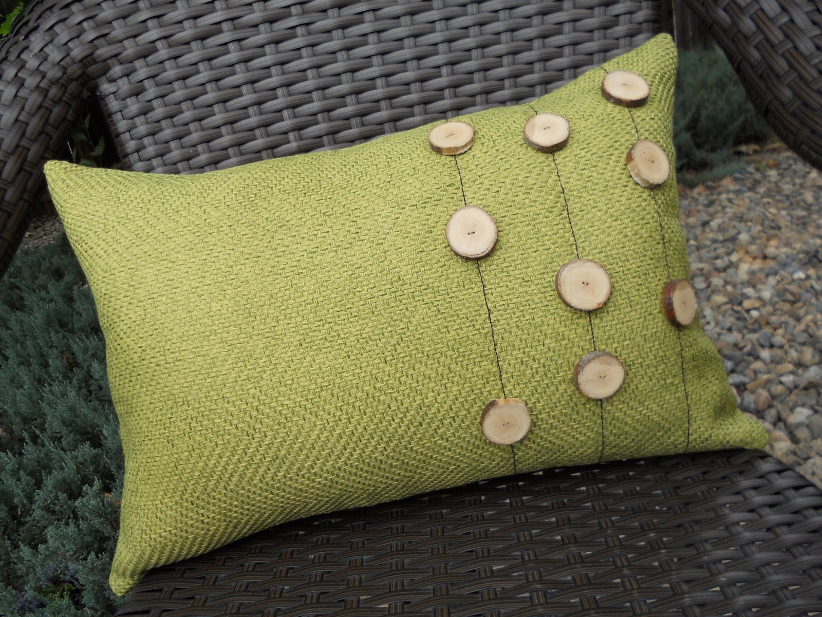 Just Another Hang Up: Fall Pillow with Wooden Buttons Tutorial