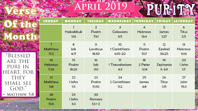 Daily Verses Calendar - April 2019 - Printable Version