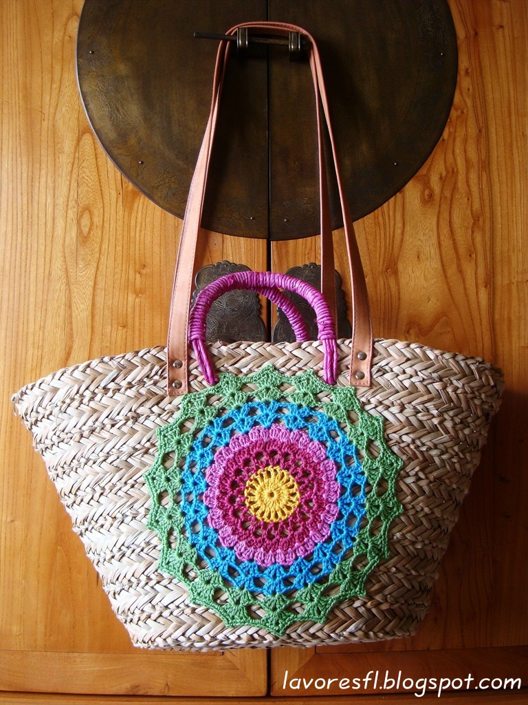 Lãs com Tons: Alcofa de Praia com aplicação em croché