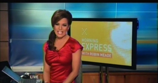 Ladies in Satin Blouses: Robin Meade - red satin top